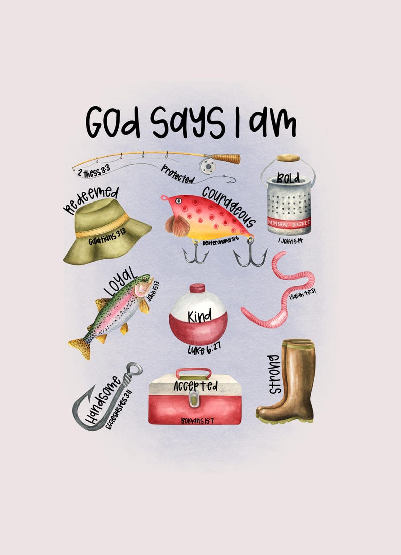 God Says I Am Scripture Fishing Boys Sublimation Watercolor Download ...