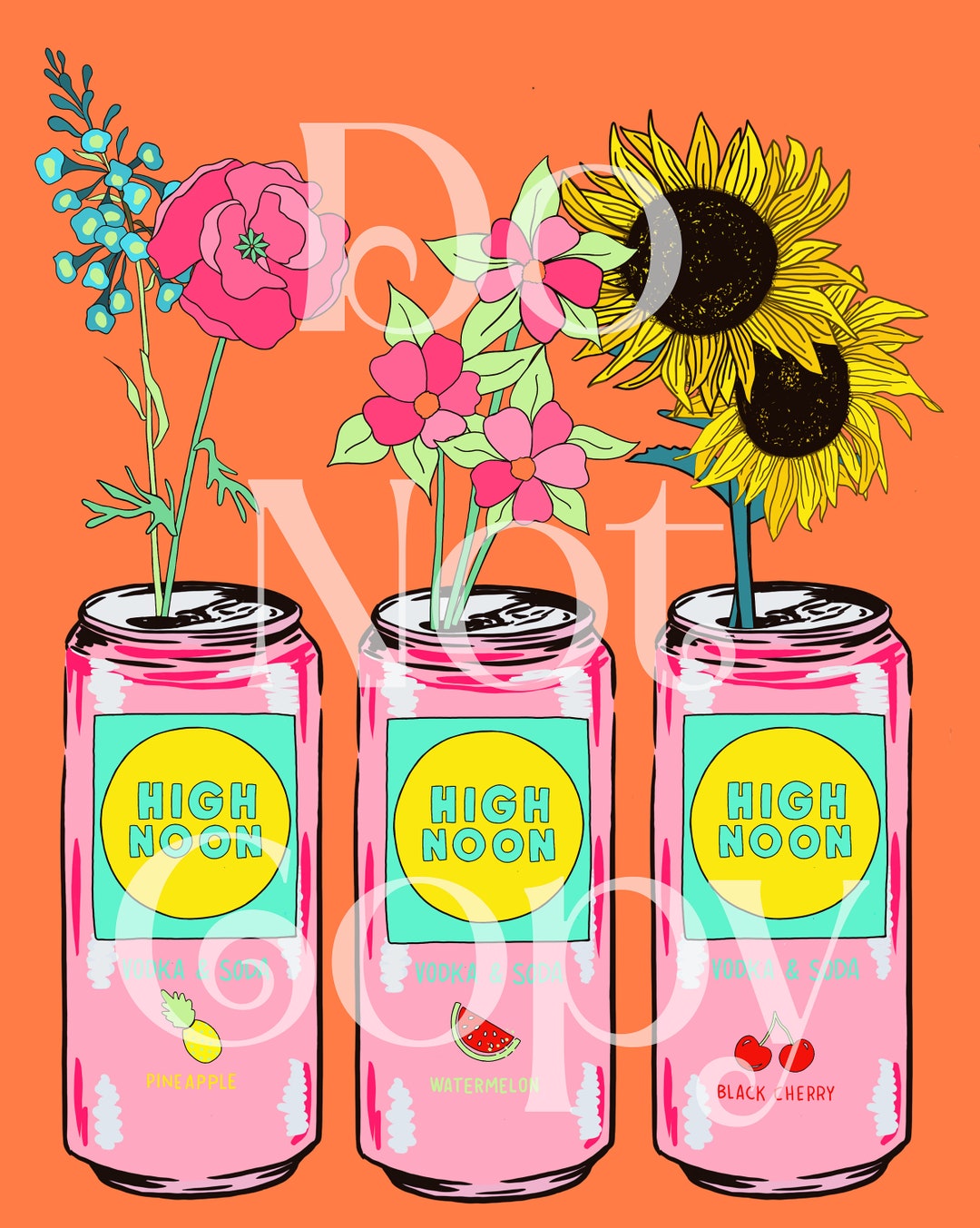 High Noon Flower Can Beer Download PNG Sublimation - Etsy