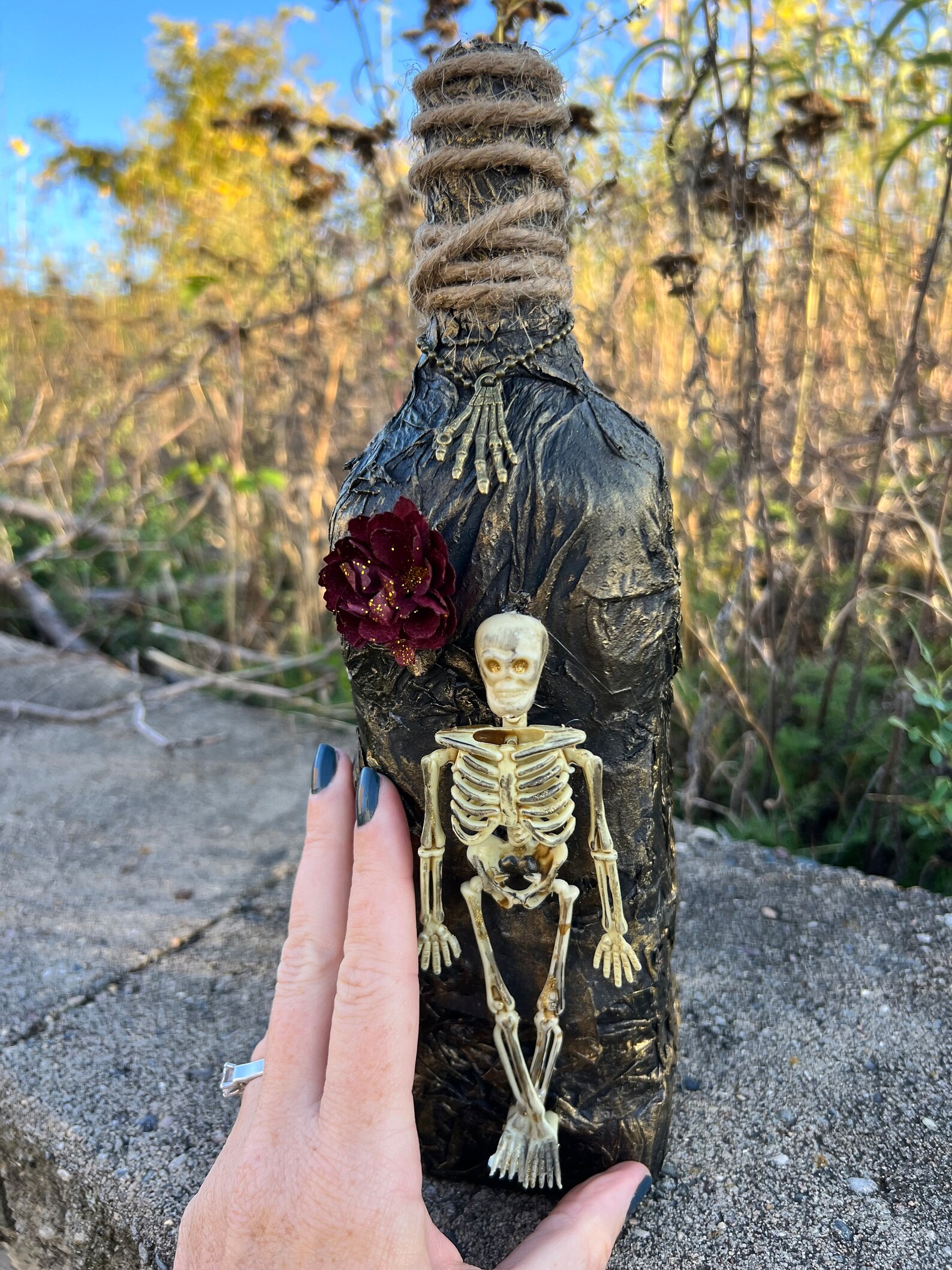 NEW Potion Mixed Media SKELETON Spell Bottle - Apothecary Jar, Recycled ...
