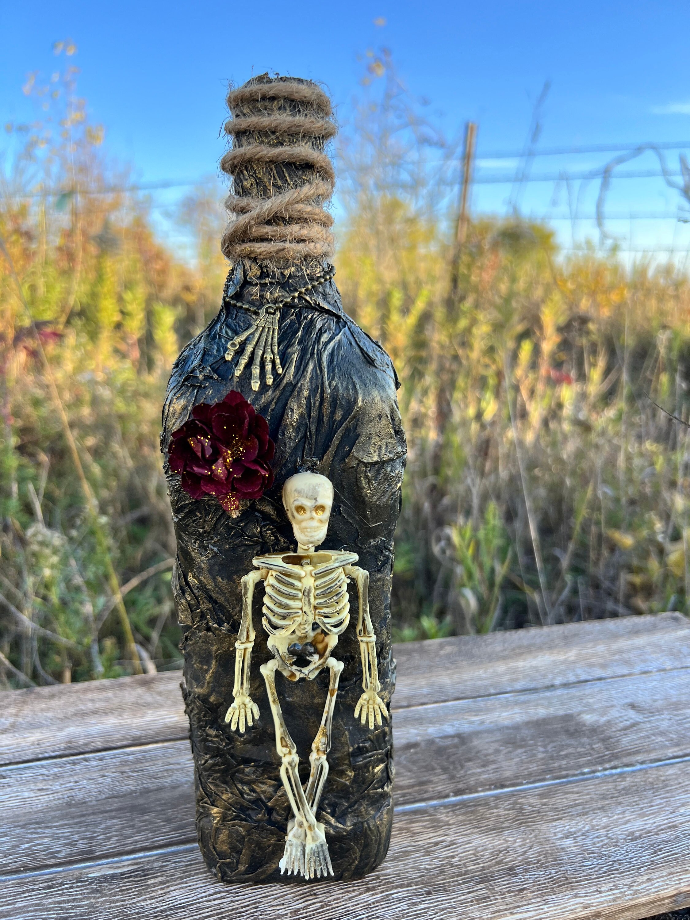 NEW Potion Mixed Media SKELETON Spell Bottle - Apothecary Jar, Recycled ...