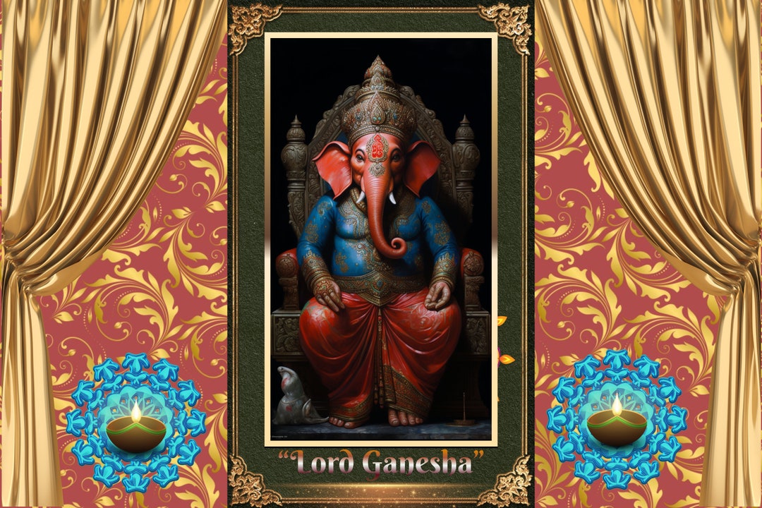 Printable Lord Ganesha Red Color Full Body Elephant-headed God Home ...