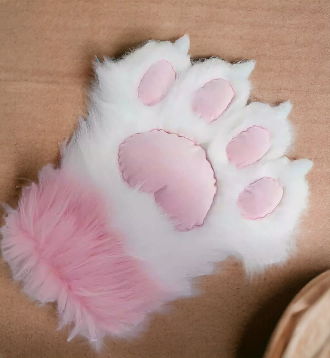 Pink Furry Paws Pink Furry Gloves Furry Costume Furry - Etsy