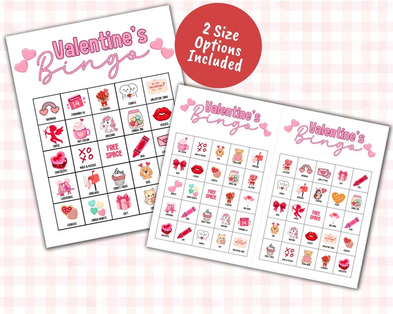 Valentine's Bingo Game, 50 Printable Bingo Cards, Kids Classroom ...