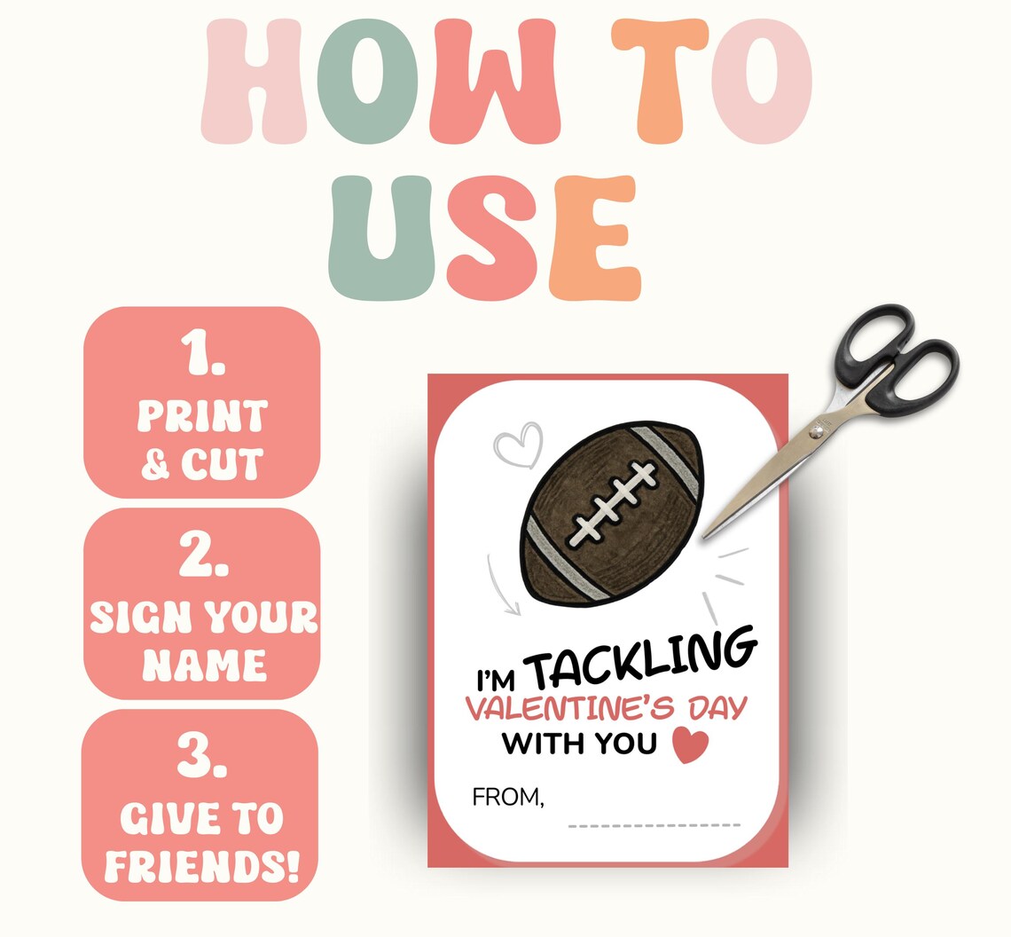 Sports Valentine Cards, Printable Valentines for Kids, Classroom Tags ...