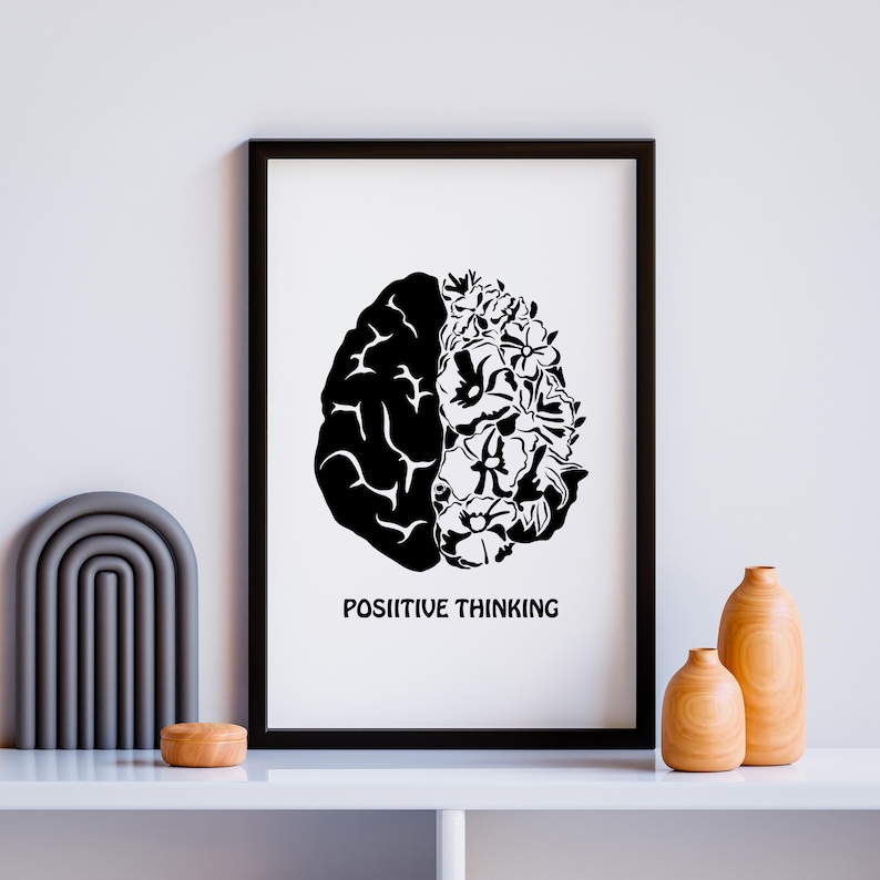 Brain Anatomy Motivational Quote Therapy Art Print Positive Thinking ...