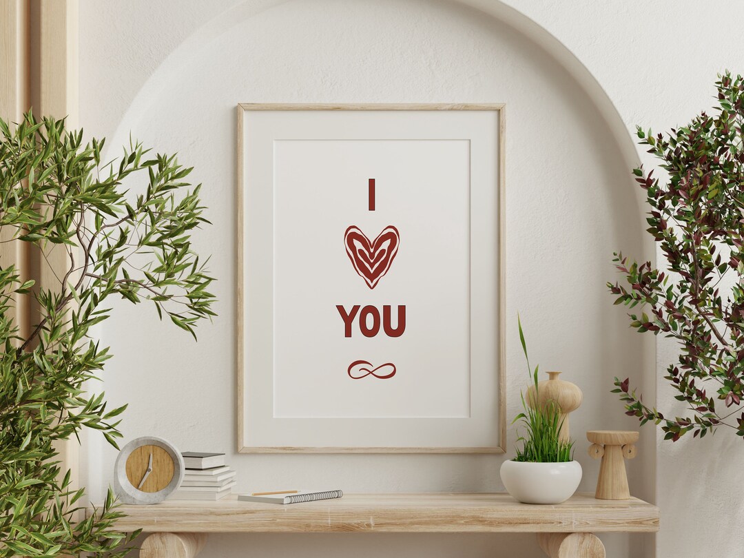 Valentines Day Line Art I Love You Forever Abstract Simple Modern ...