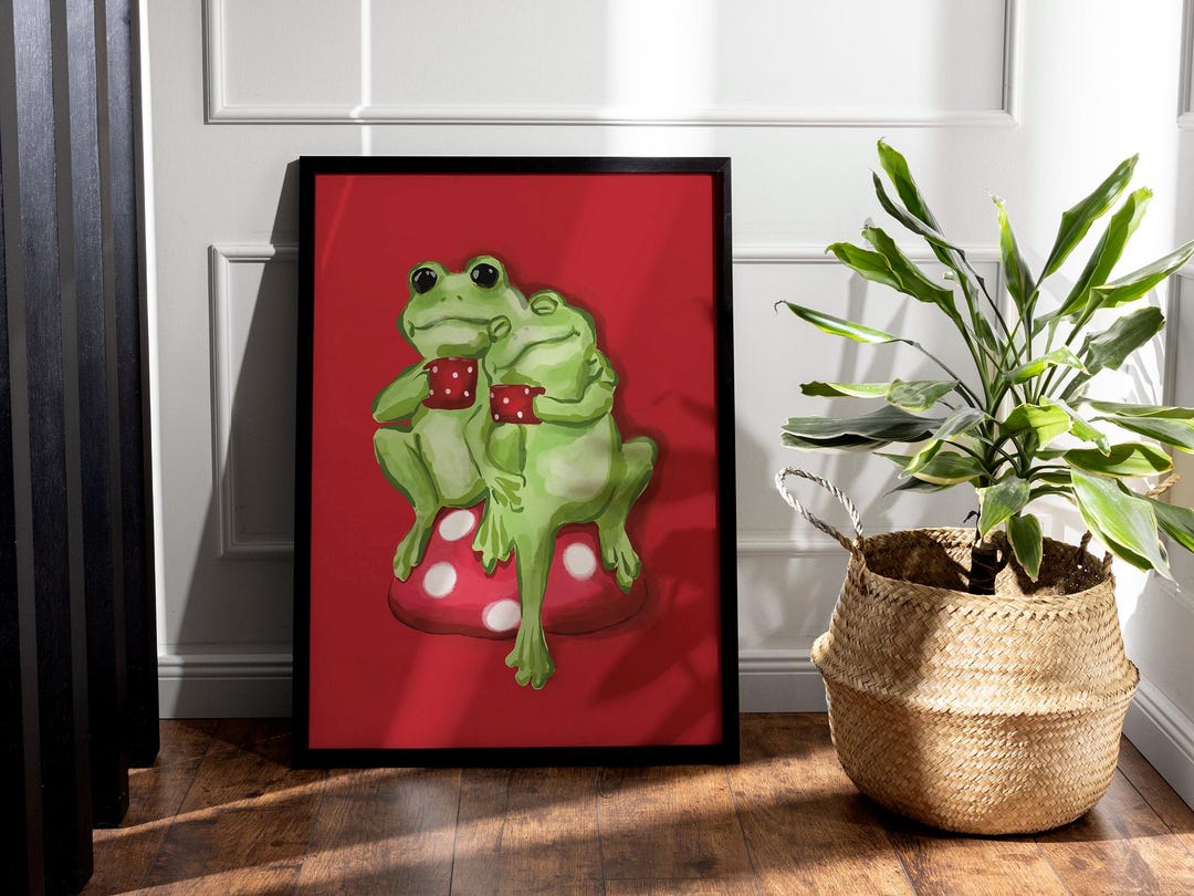 Funny Frog Matsumoto Hoji Line Art, Japanese Poster, Love Friendship ...