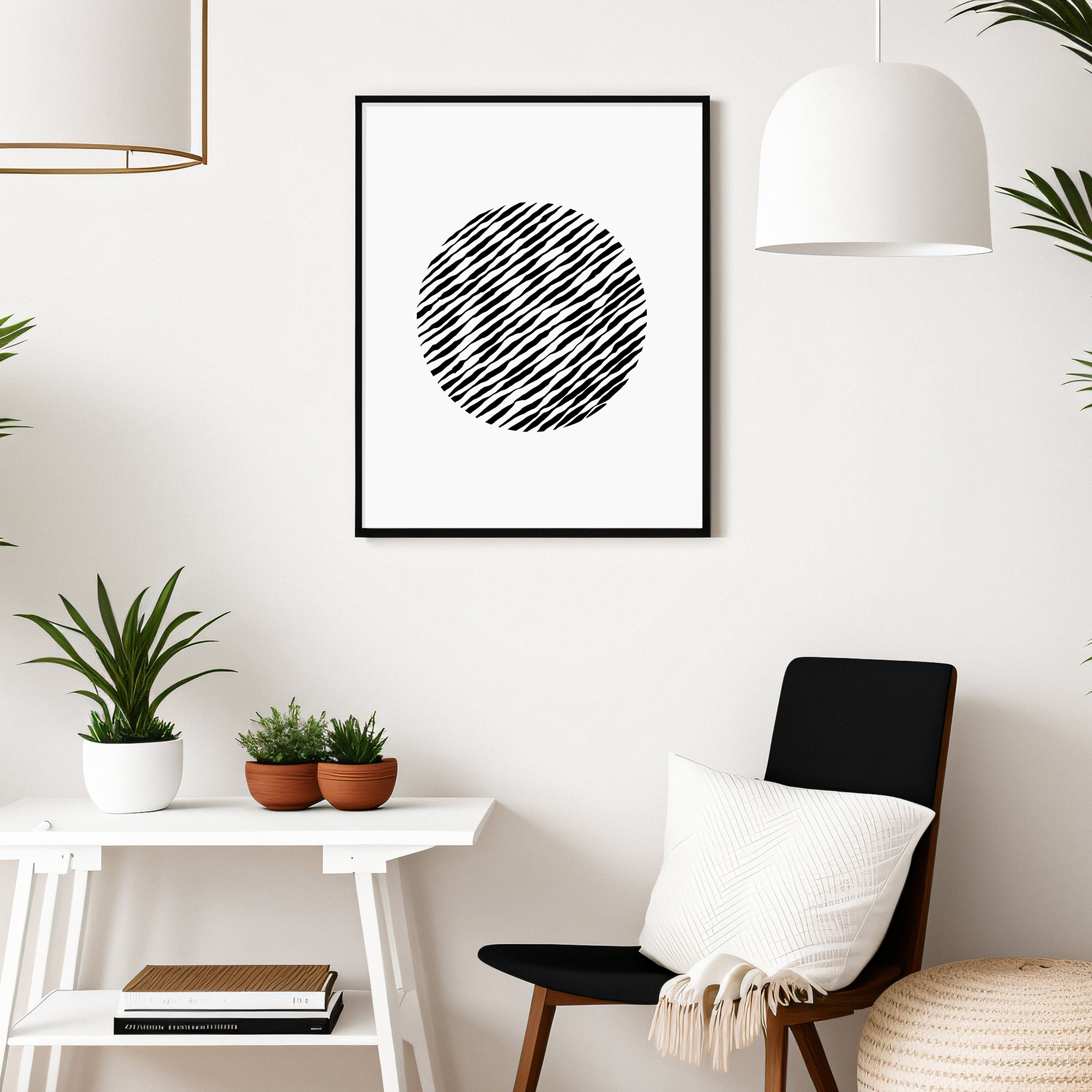 Dreamer Line Art Print Abstract Black White Pattern Simple Modern ...