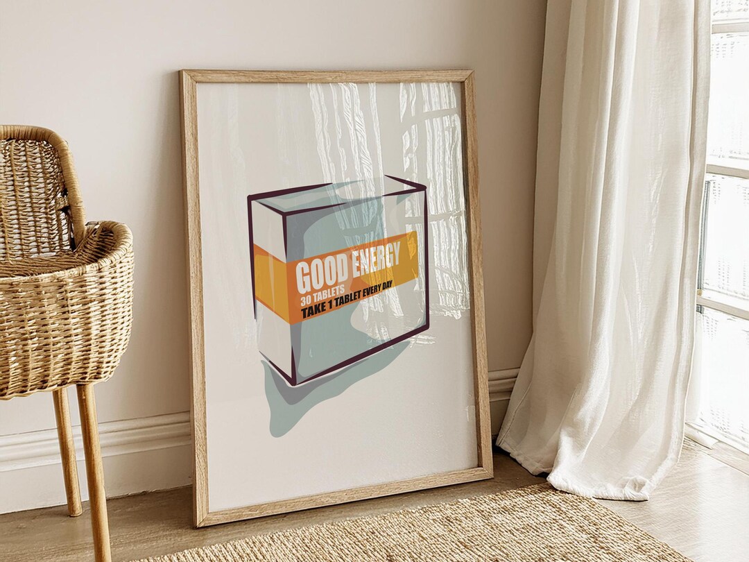 Good Energy Pharmacy Wall Art, Positive Quote Illustration, Take One ...