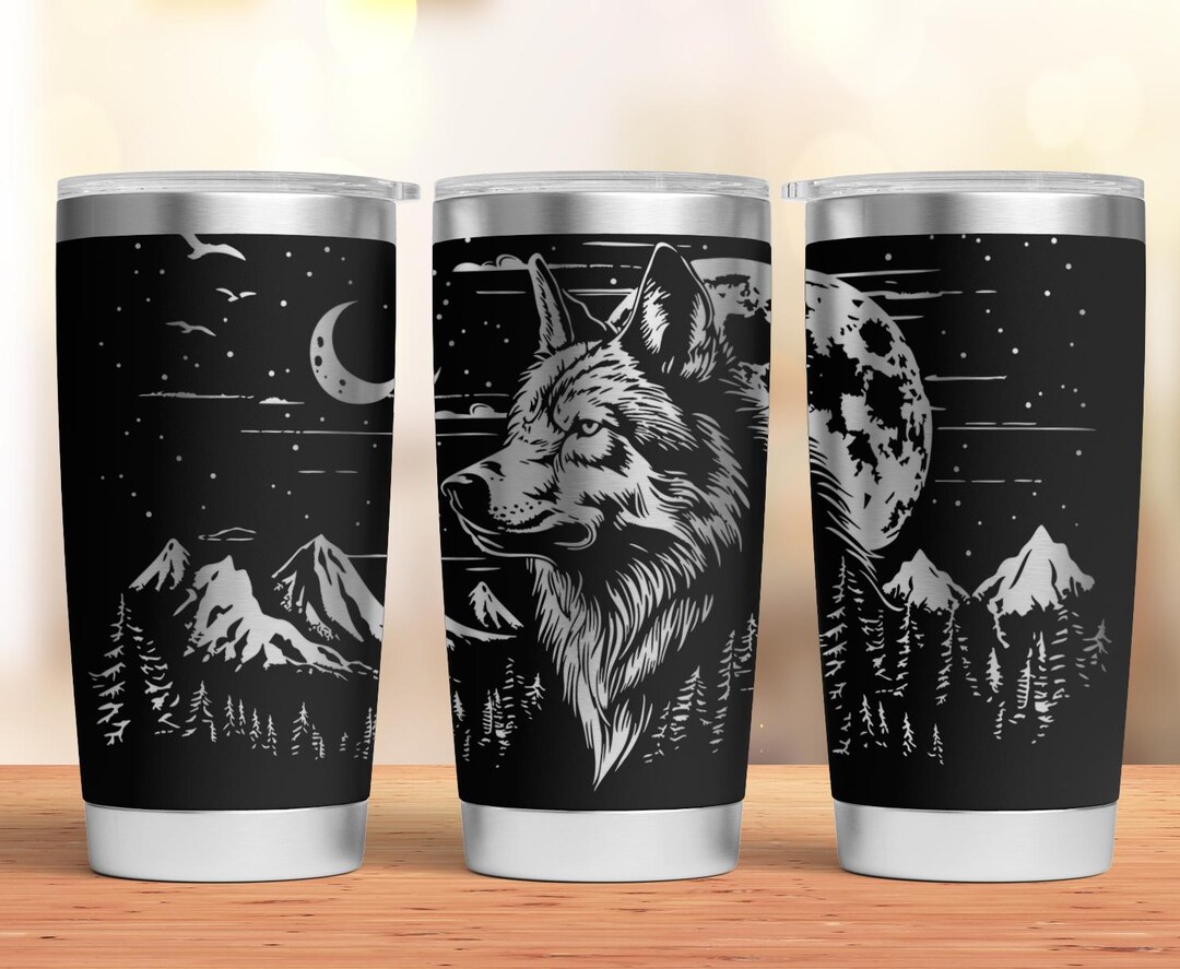 Wolf Tumbler Laser SVG, Laser Engraved Tumbler, 20oz Tumbler Full Wrap ...