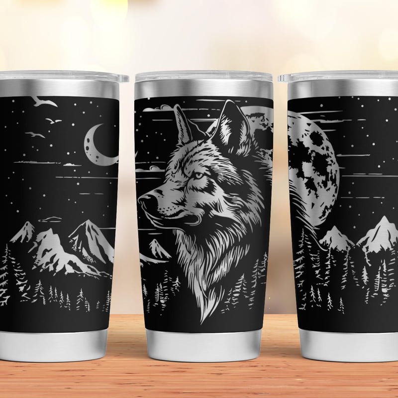 Laser Wolf Tumbler Svg - Etsy