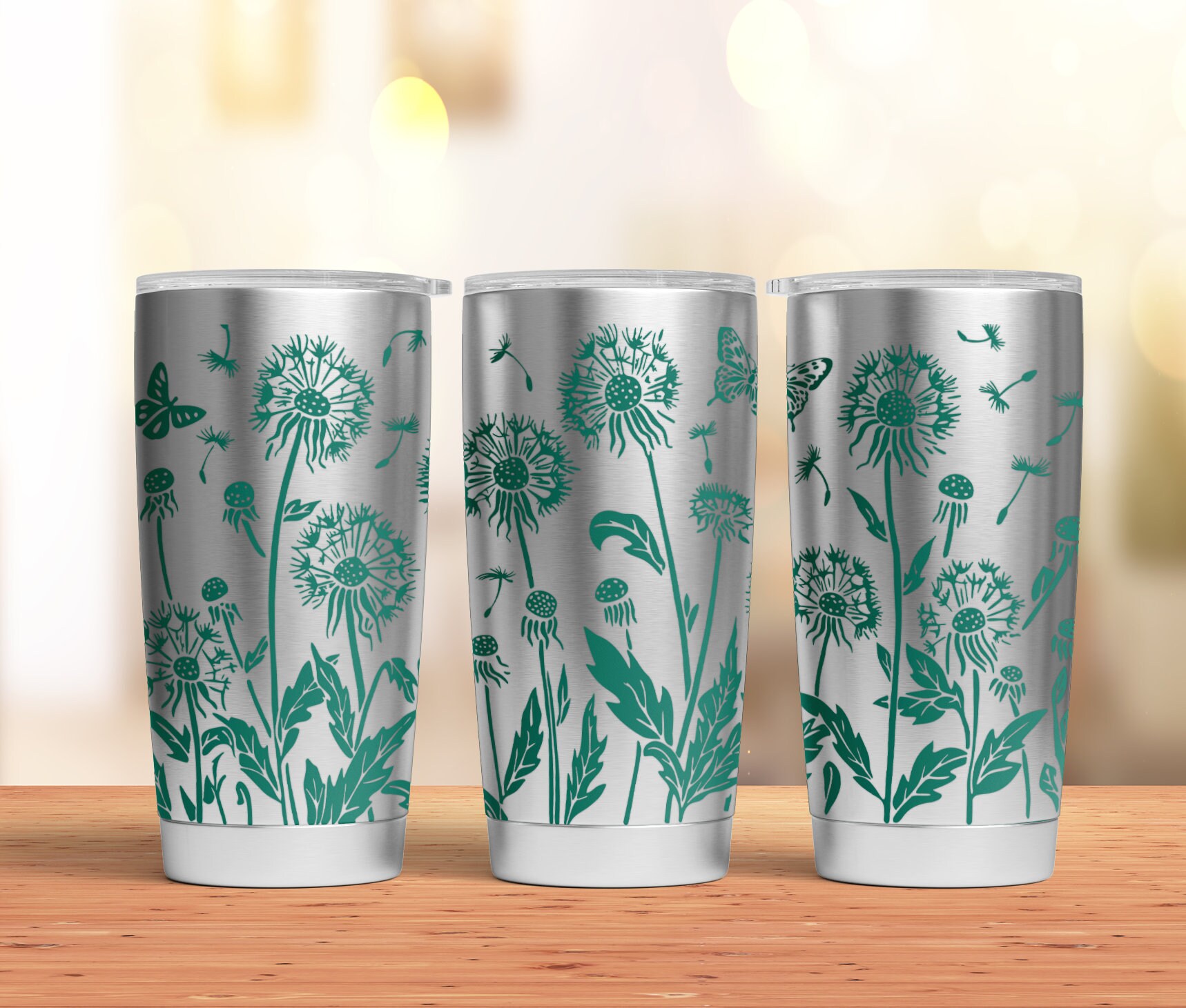 Blooming Dandelions Tumbler Laser SVG Engraved Tumble 20oz Tumbler Wrap ...