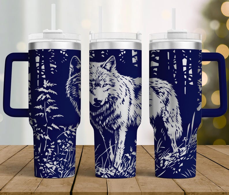 Wolf Tumbler Laser SVG, Laser Engraved Tumbler, 40oz Tumbler Full Wrap ...