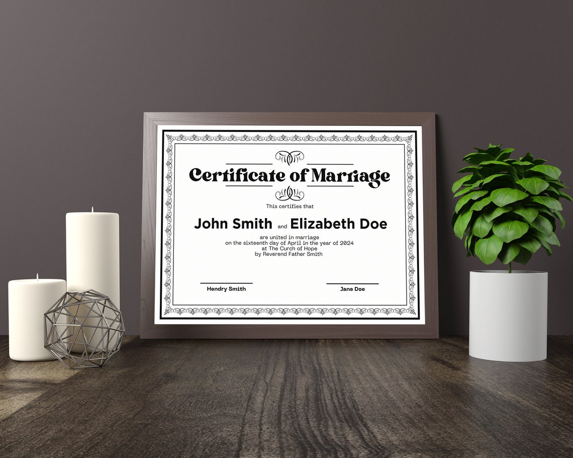 Editable Canva Template,marriage Certificate Template, Printable ...