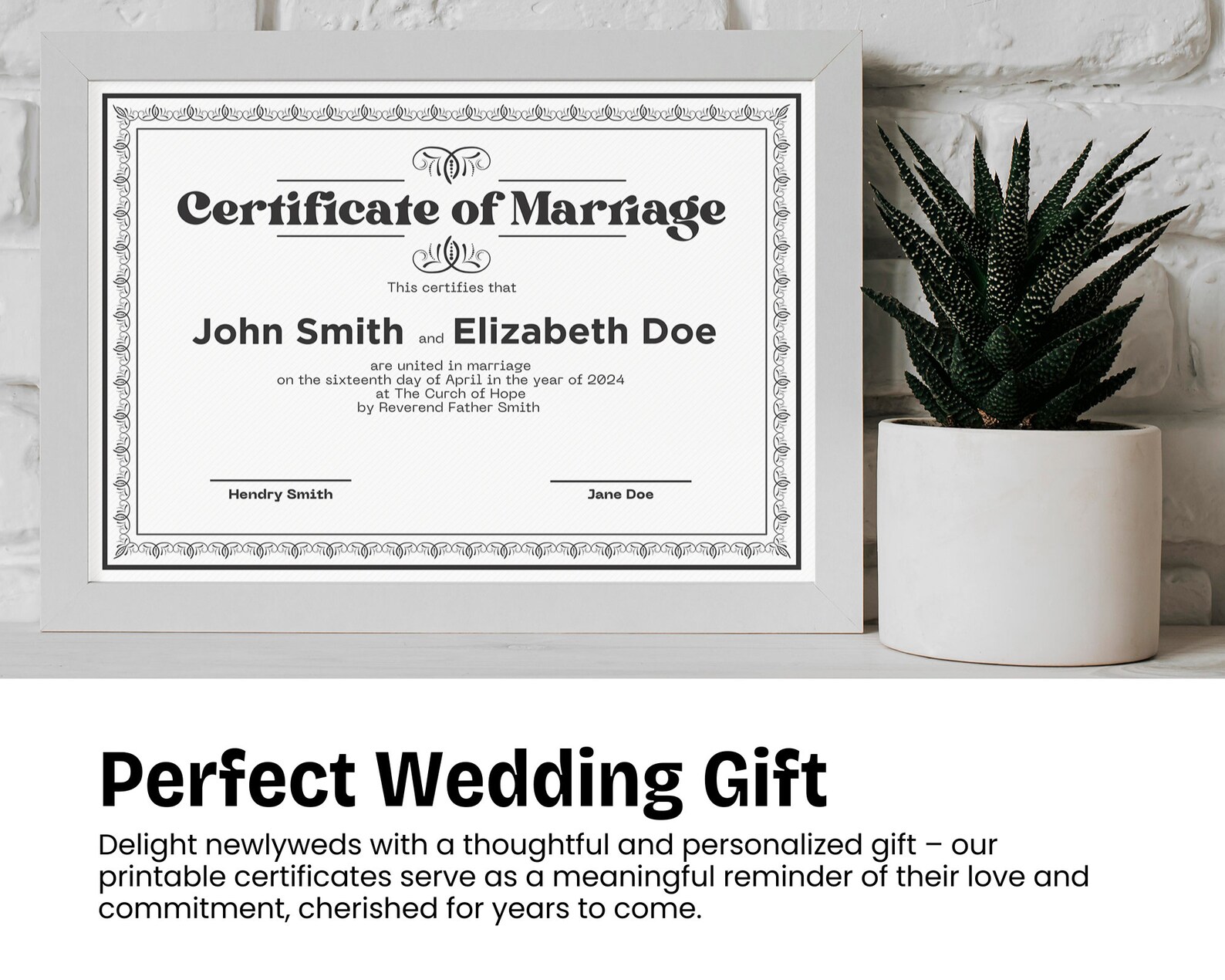 Editable Canva Template,marriage Certificate Template, Printable ...