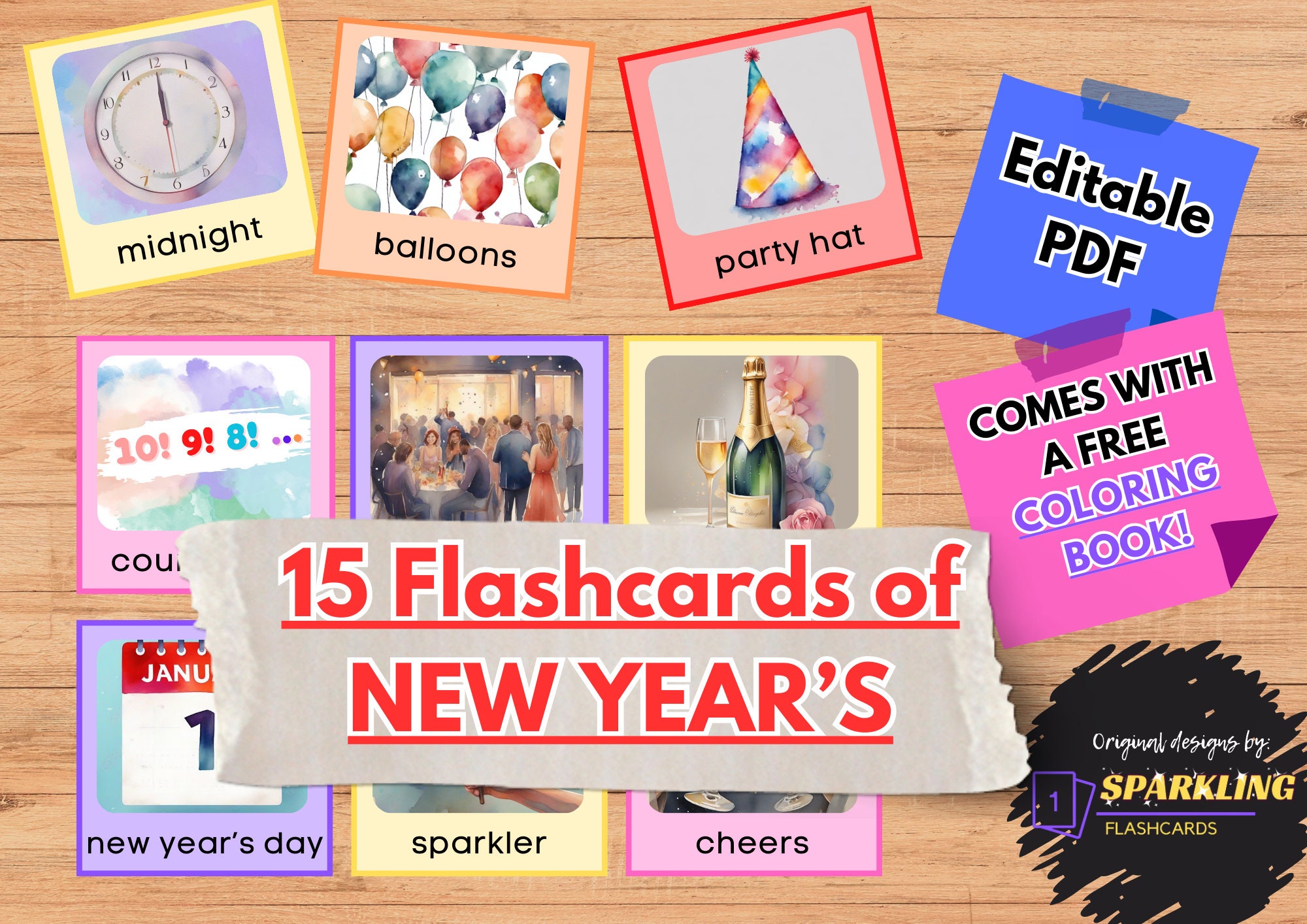 PRINTABLE FLASHCARDS of 15 New Year's Terms. Homeschool Montessori ...