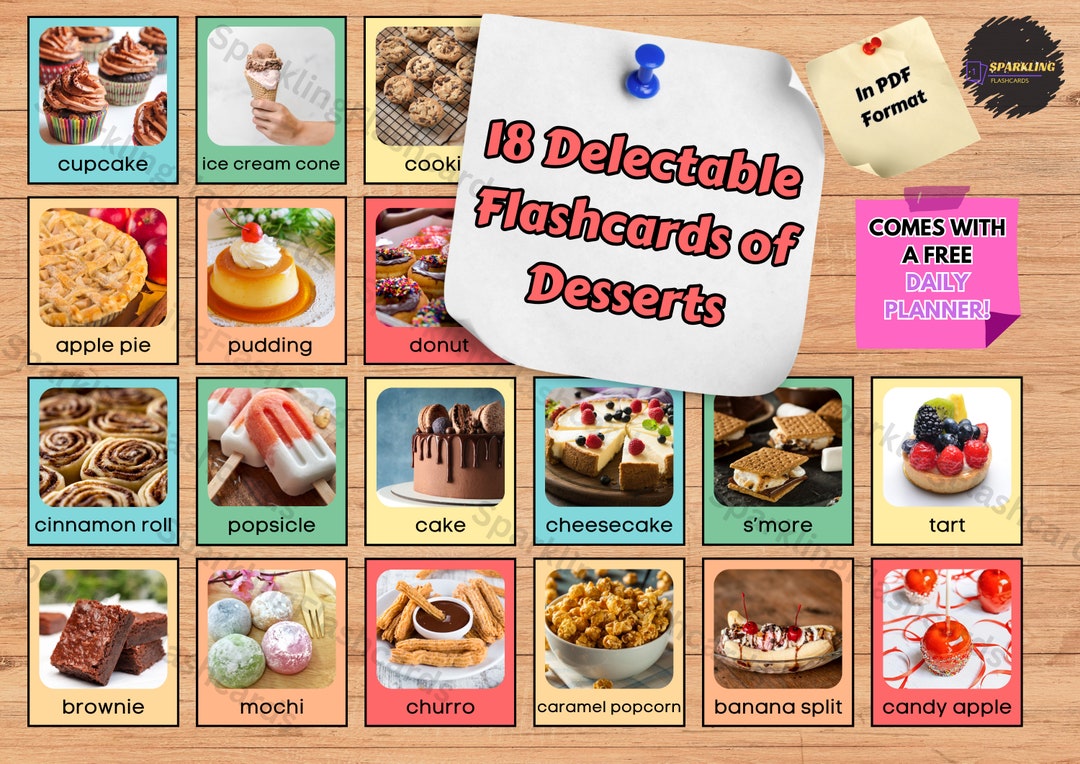18 FLASHCARDS of DESSERTS Montessori PRINTABLE Flash Cards for ...