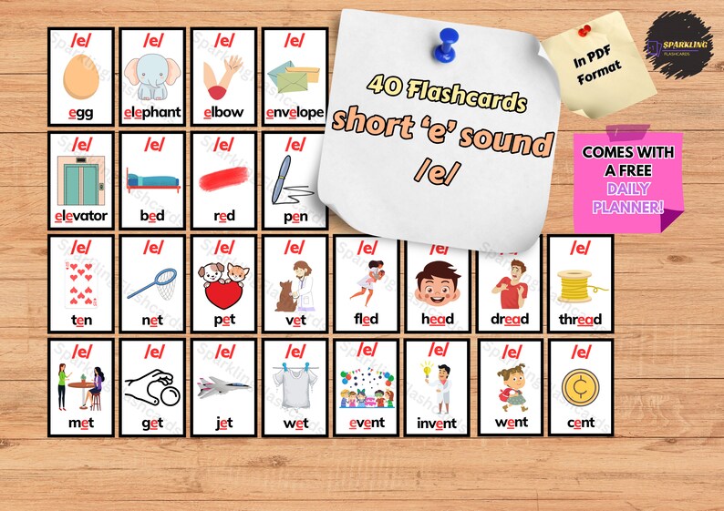 40 PHONICS FLASHCARDS of the Short 'e' Ipa /e/ Sound. for Homeschooling ...