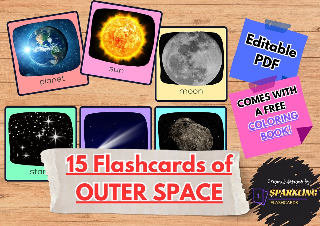 OUTER SPACE FLASHCARDS for Kids 15 Montessori Cards Printable Flash ...