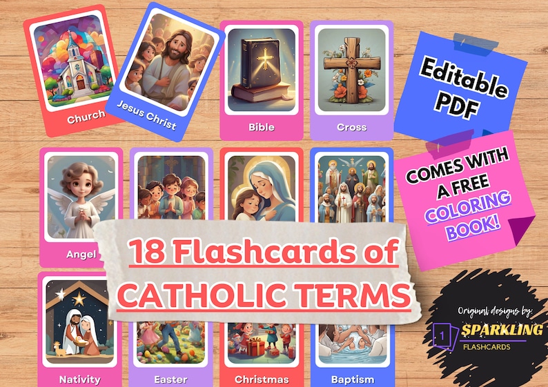 CATHOLIC TERMS Flashcards for Kids 18 Montessori Cards Flash Cards ...