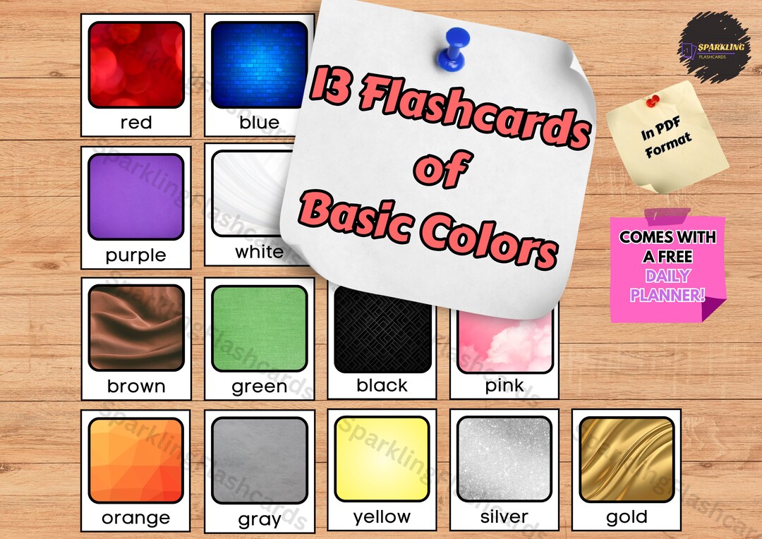 13 PRINTABLE FLASHCARDS of Basic COLORS Montessori Cards for ...