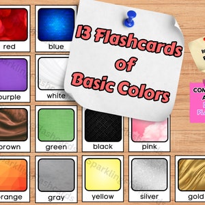 13 PRINTABLE FLASHCARDS of Basic COLORS Montessori Cards for ...