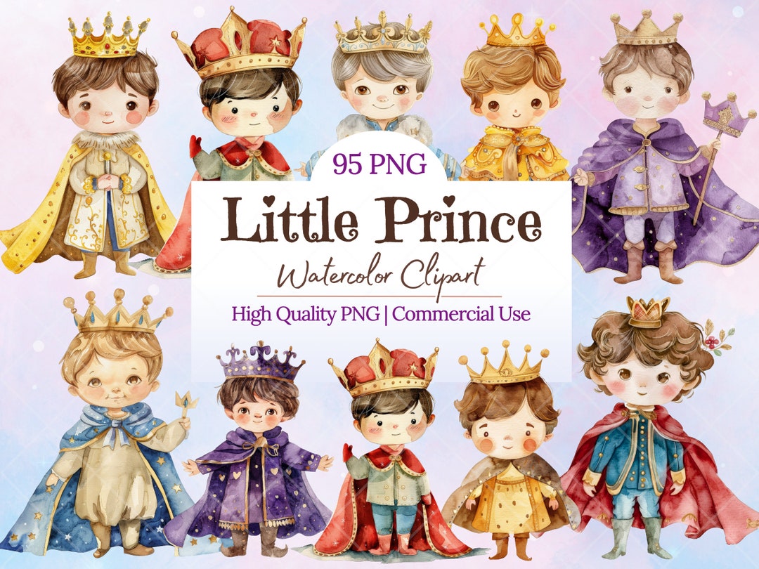 Watercolor Little Prince Clipart 95 PNG Cute Prince Clipart, Baby ...