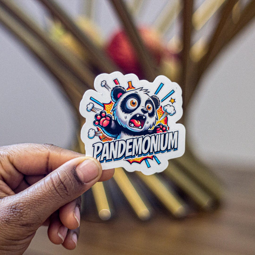 Hilarious Panda in Pandemonium Sticker – Funny and Chaotic Panda Vinyl ...