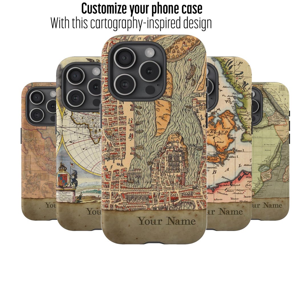 Personalized Cartographer Phone Case - Vintage Map Style iPhone 15 14 13 12 Case, Samsung Galaxy ...