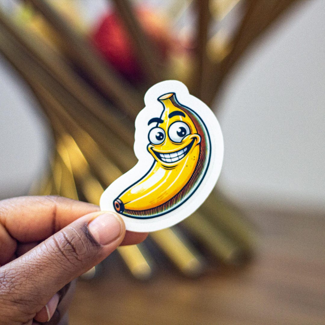 Funny Banana Cartoon Sticker – Cute and Quirky Banana Vinyl Sticker for ...