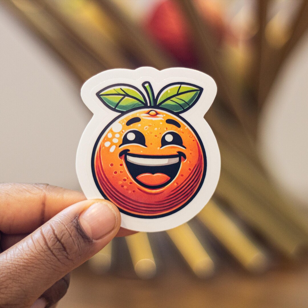 Funny Orange Cartoon Sticker – Cute and Quirky Orange Vinyl Sticker for ...