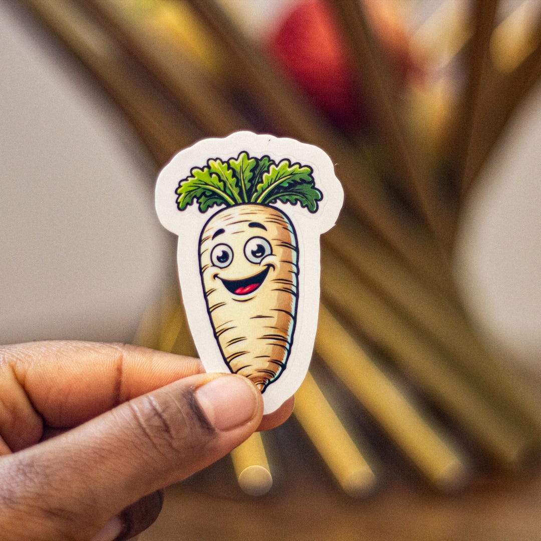 Funny Parsnip Cartoon Sticker – Cute and Quirky Parsnip Vinyl Sticker ...