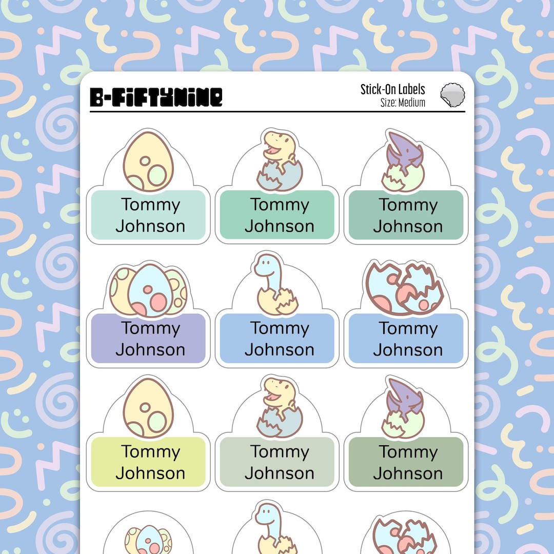 Custom Dinosaur Egg Name Tags – Waterproof Vinyl Stickers for Kids ...
