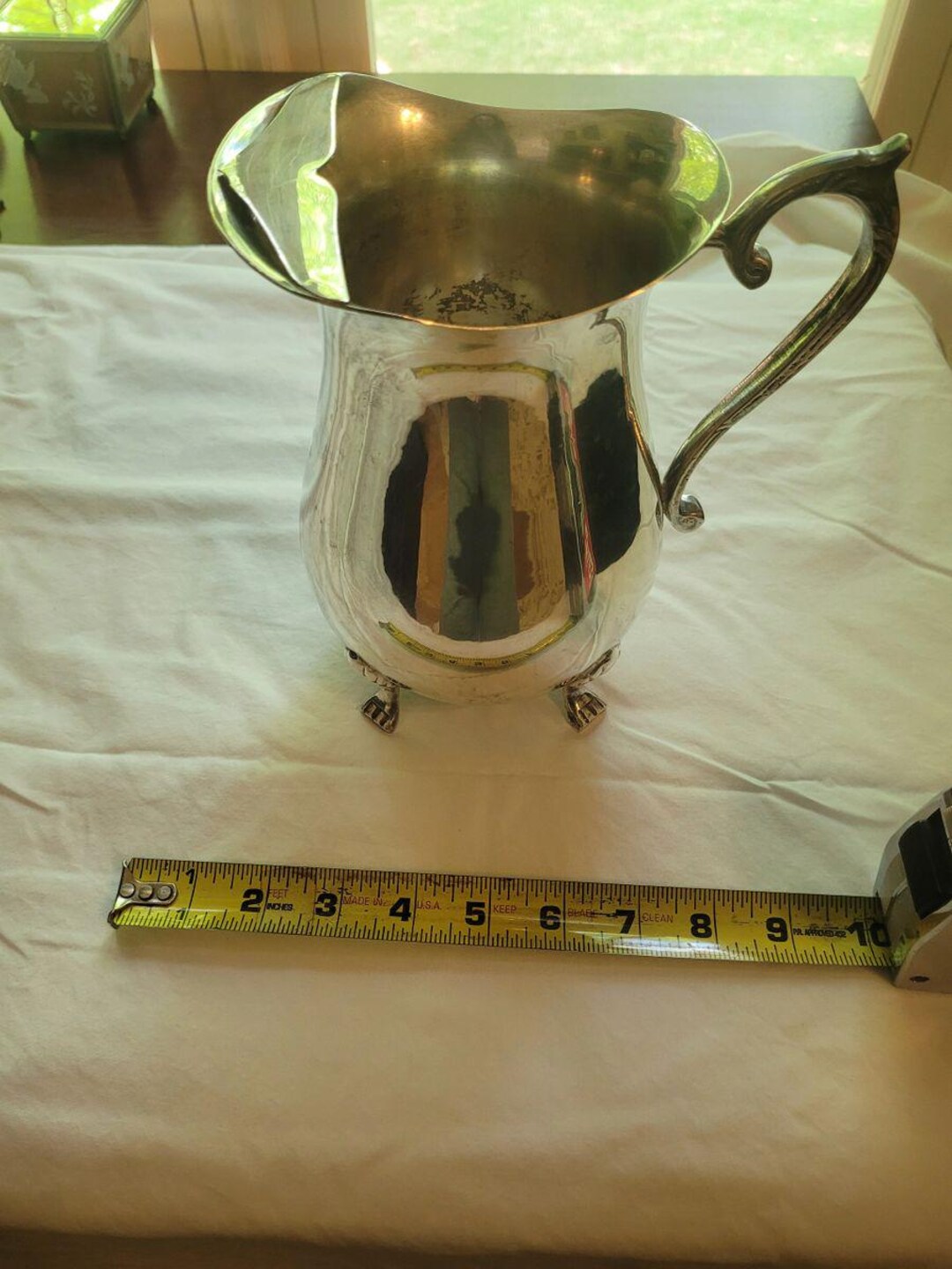 Vintage Silverplate Pitcher With Ornate Feet - Etsy