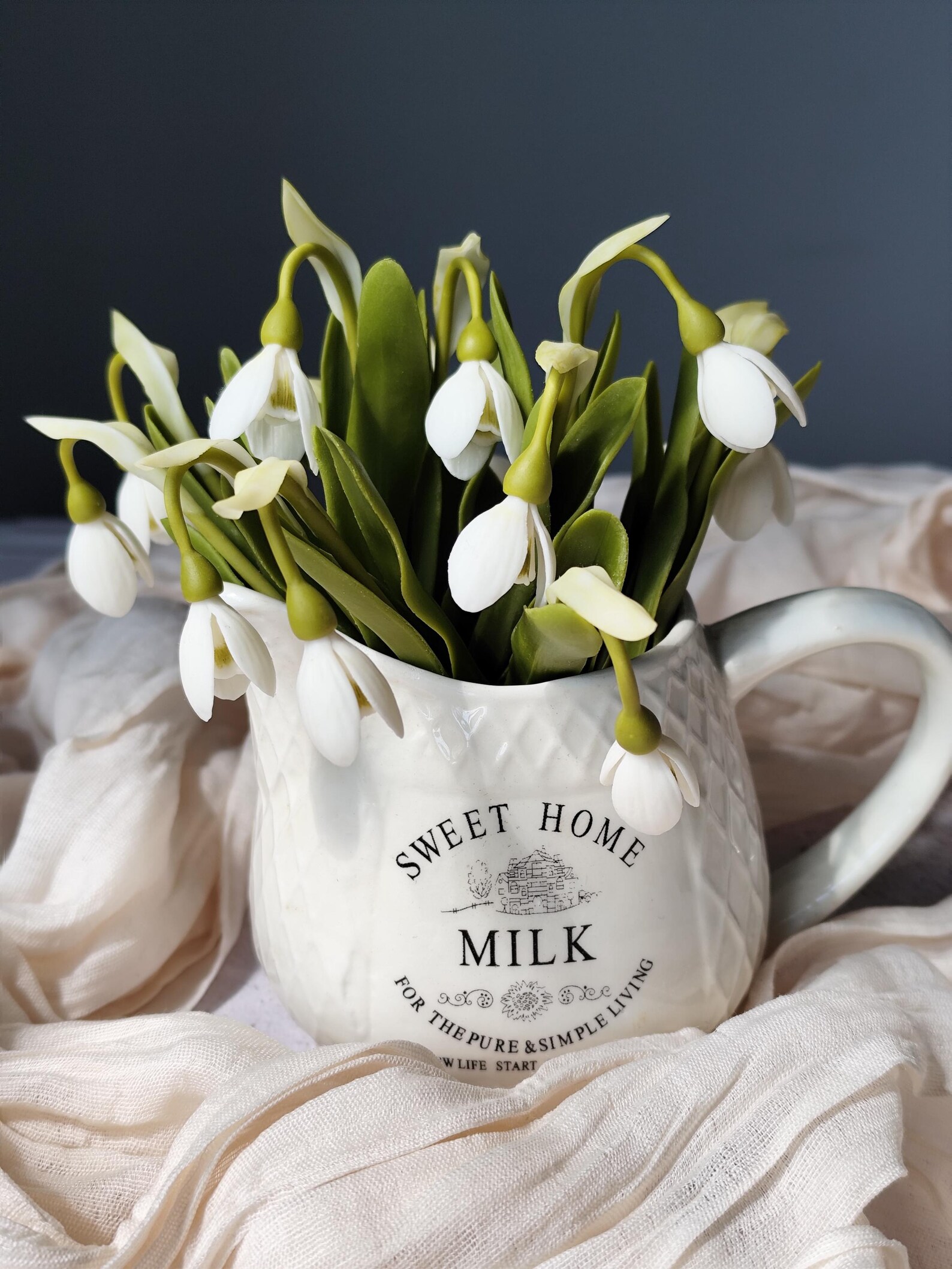 Snowdrop, Cold Porcelain Flower, Botanical Sculpture Snowdrops for Gift ...