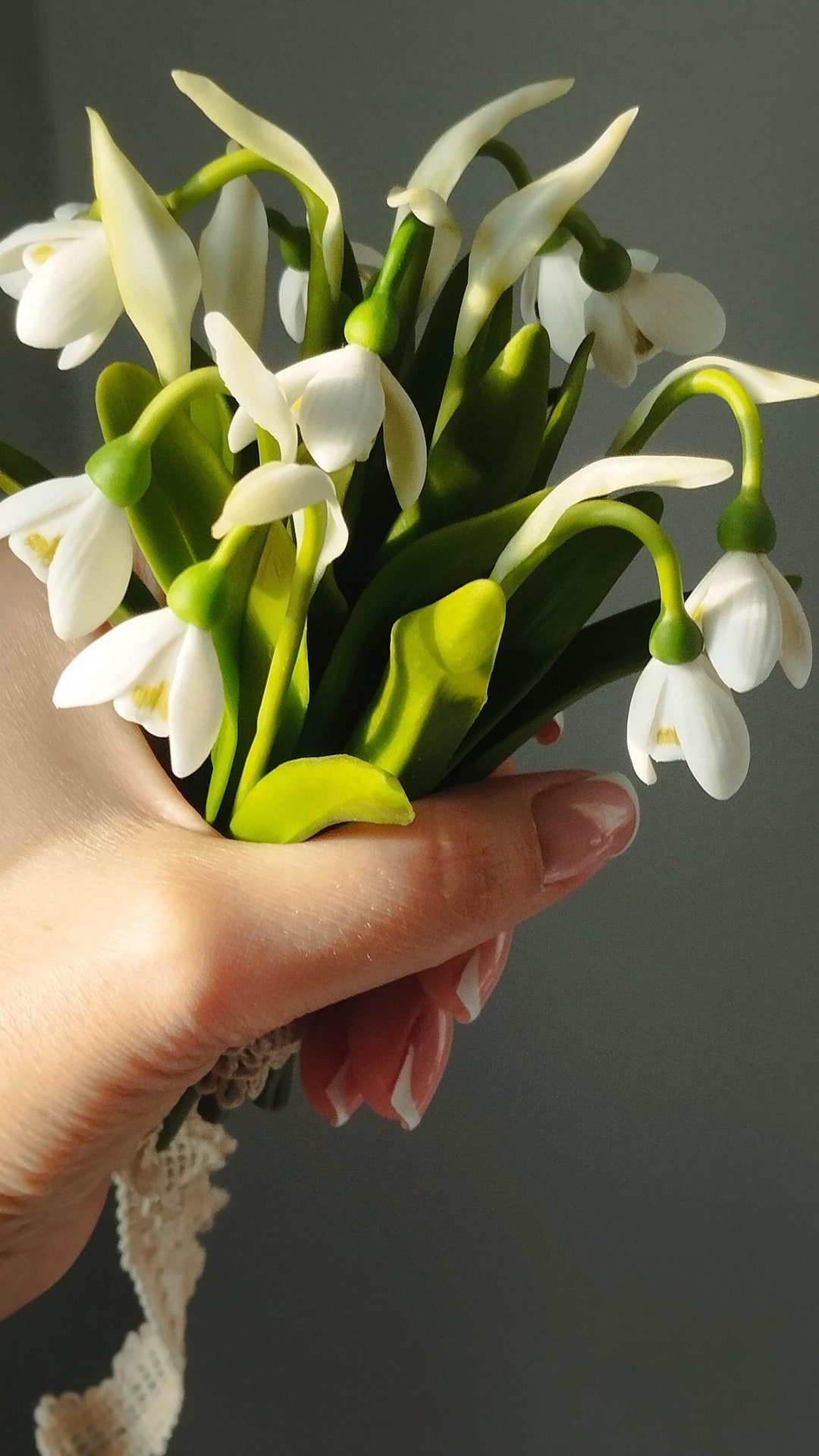 Snowdrop, Cold Porcelain Flower, Botanical Sculpture Snowdrops for Gift ...