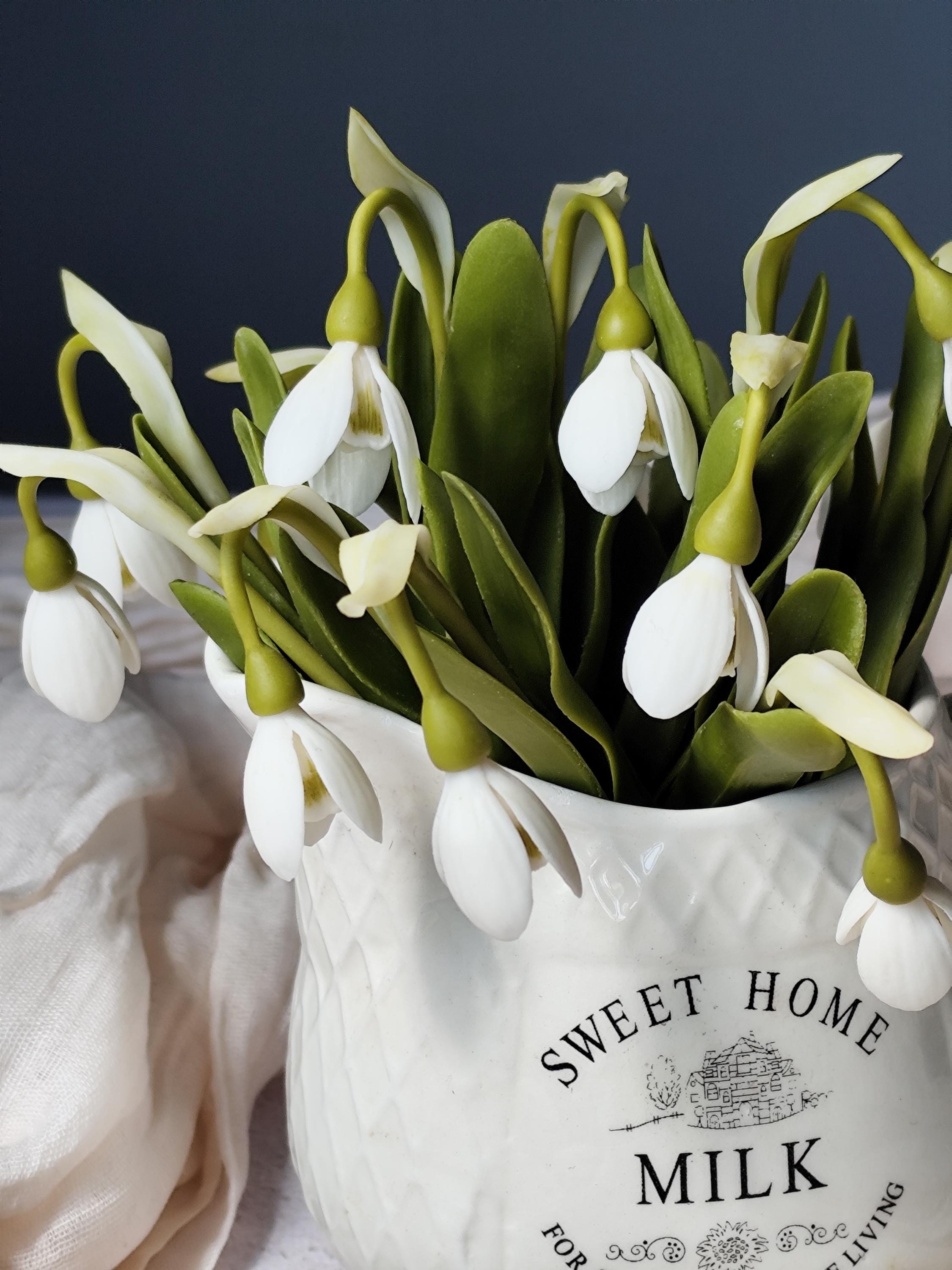 Snowdrop, Cold Porcelain Flower, Botanical Sculpture Snowdrops for Gift ...