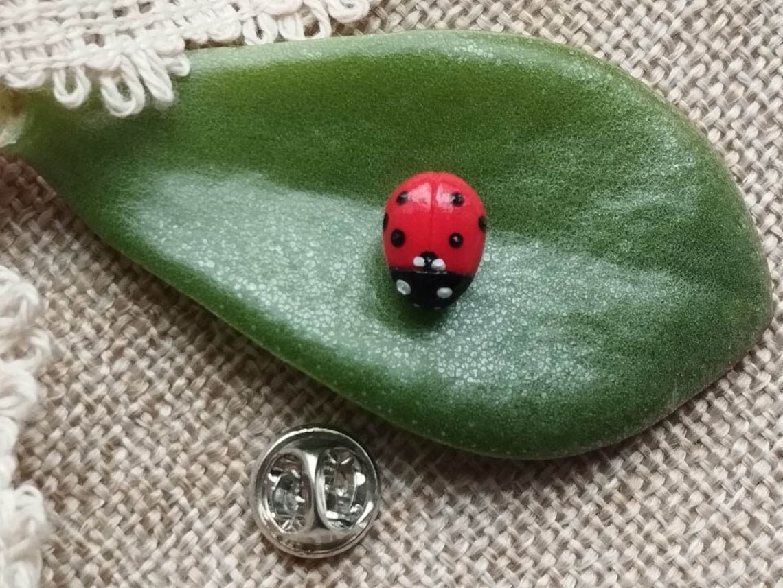 Ladybug Pin, Ladybug Miniature Brooch, Realistic Ladybird, Clay Ladybug ...