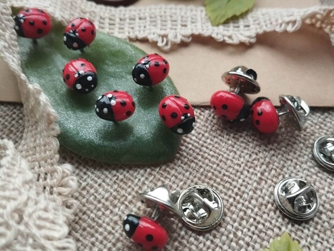 Ladybug Pin, Ladybug Miniature Brooch, Realistic Ladybird, Clay Ladybug ...