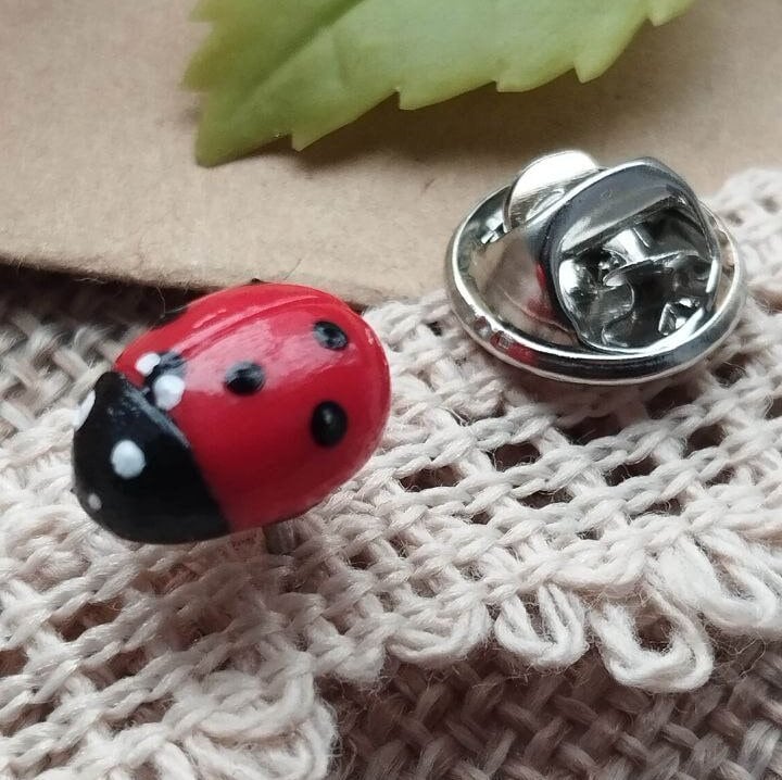 Ladybug Pin, Ladybug Miniature Brooch, Realistic Ladybird, Clay Ladybug ...