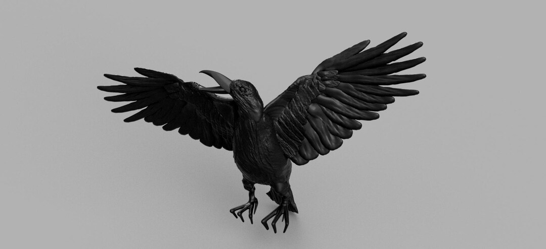 3D Crow STL File, 3D Crow Figure Printing File, 3D Print File, Crow for ...
