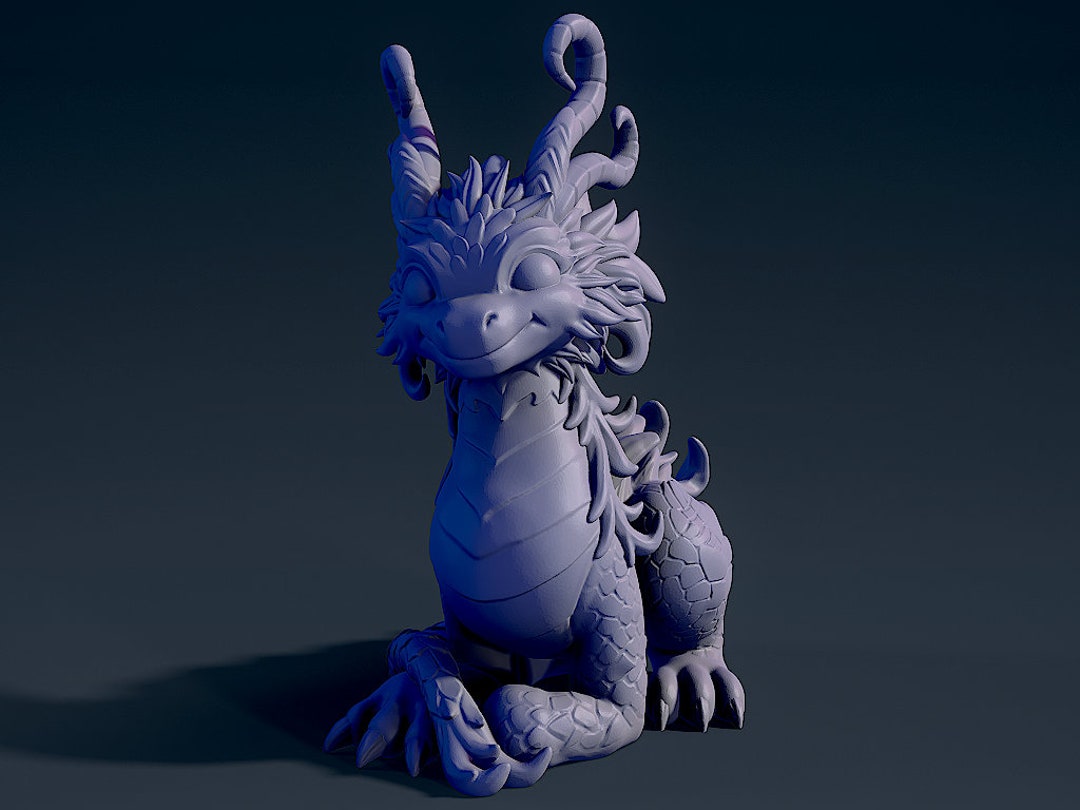 Cute Dragon Figure STL File, 3D Cute Dragon Print File, Cute Dragon ...