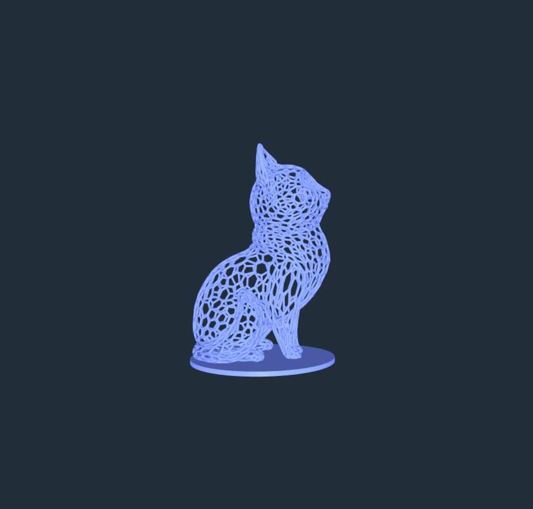 3D Cat Decor Voronoi STL, 3D Cat Decor for Desktop Printing File, Cat ...
