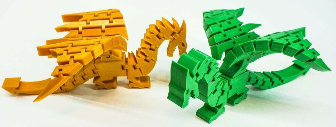 3D Flexi Dragon With Wing STL File, Flexible Dragon and Wings 3D Print ...