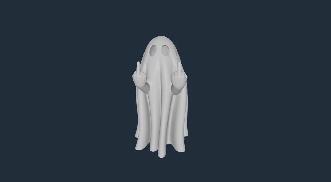 3D Middle Finger Ghost STL File, 3D Rude Ghost Print File, 3D Printing ...