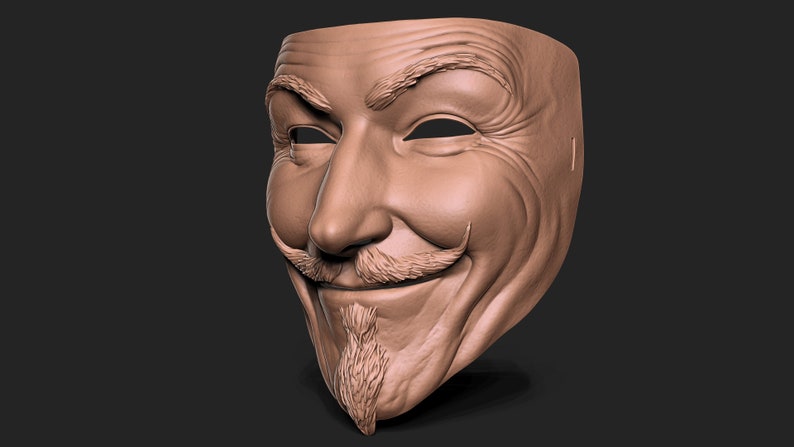 3D Vendetta Mask, Vendetta Mask STL File, V for Vendetta Mask, Face ...