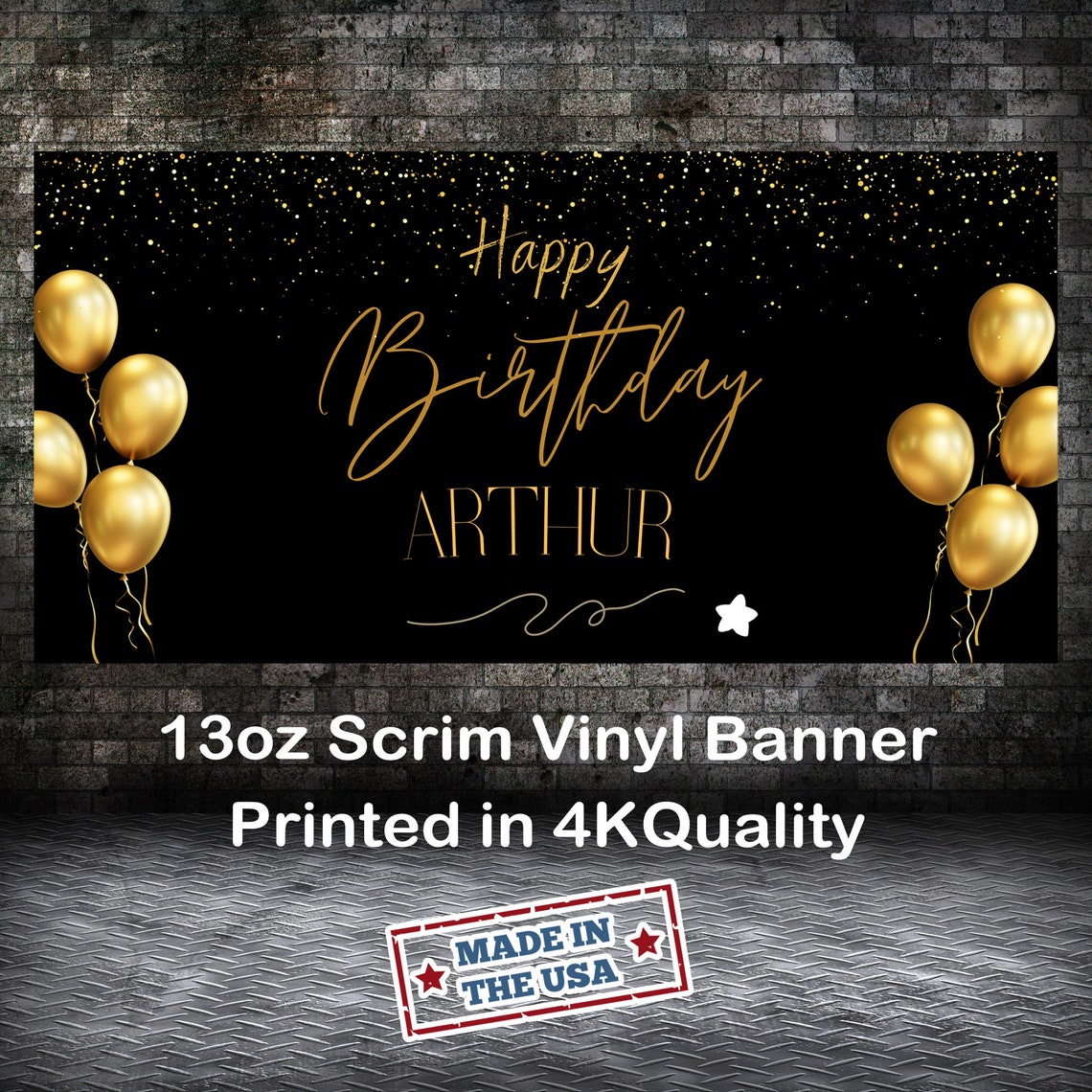 Personalized Black and Gold Birthday Banner – Custom Party Decor - Etsy