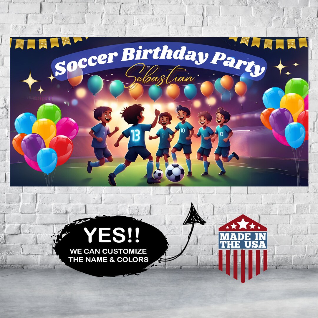 Customizable Soccer Birthday Party Banner – Vibrant Colors, Durable ...