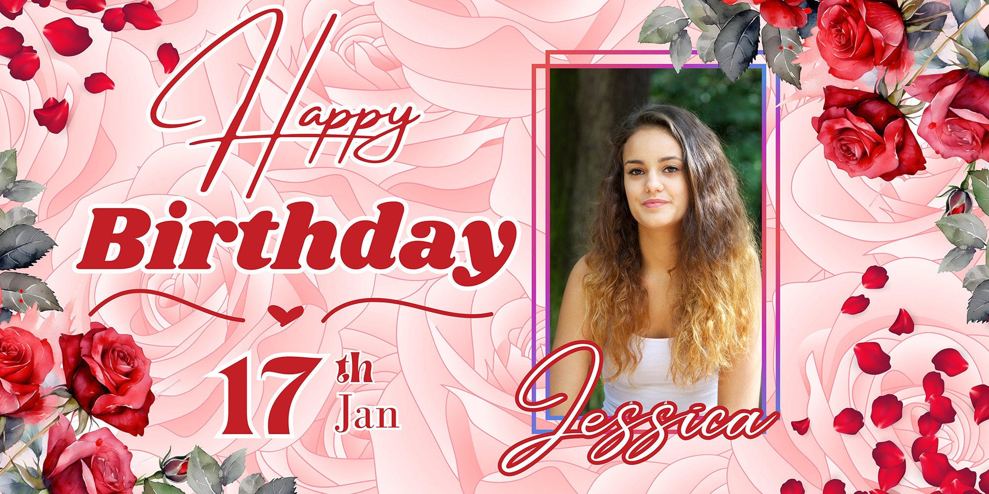 Personalized Name and Age Photo Birthday Party Banners - Minimalist ...