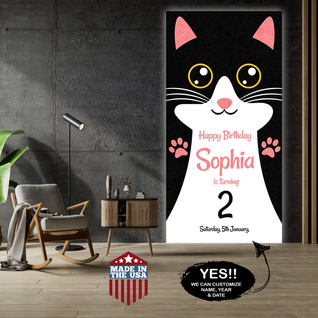 Customized Cute Cat Princess Banner Personalized Birthday Party ...